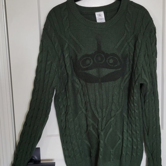 Disney | Sweaters | Large Disney Pixar Toy Story Alien Green Cable Knit ...